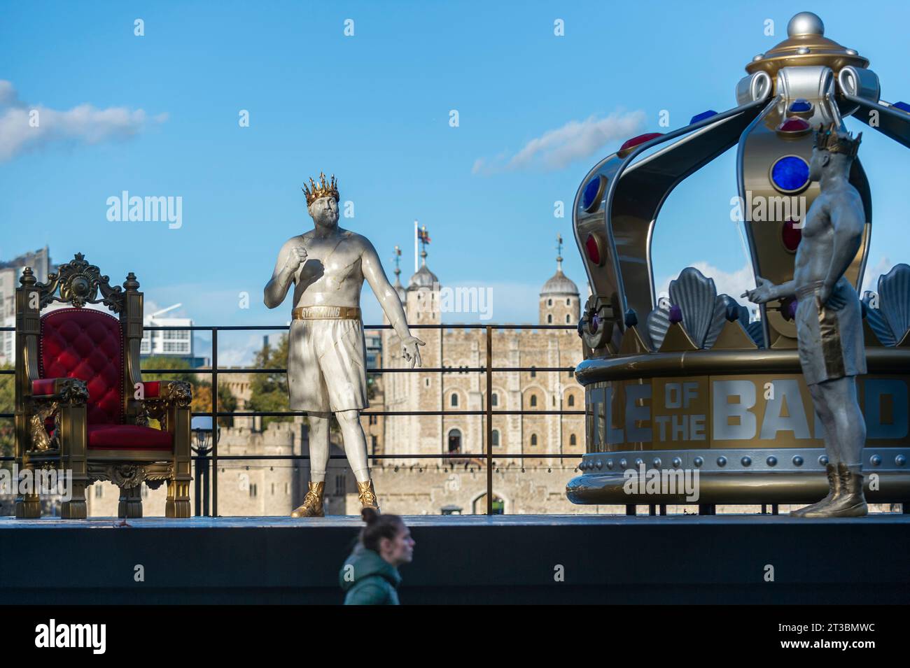 London, UK. 24 October 2023. A boxing ring carrying the slogan Battle ...