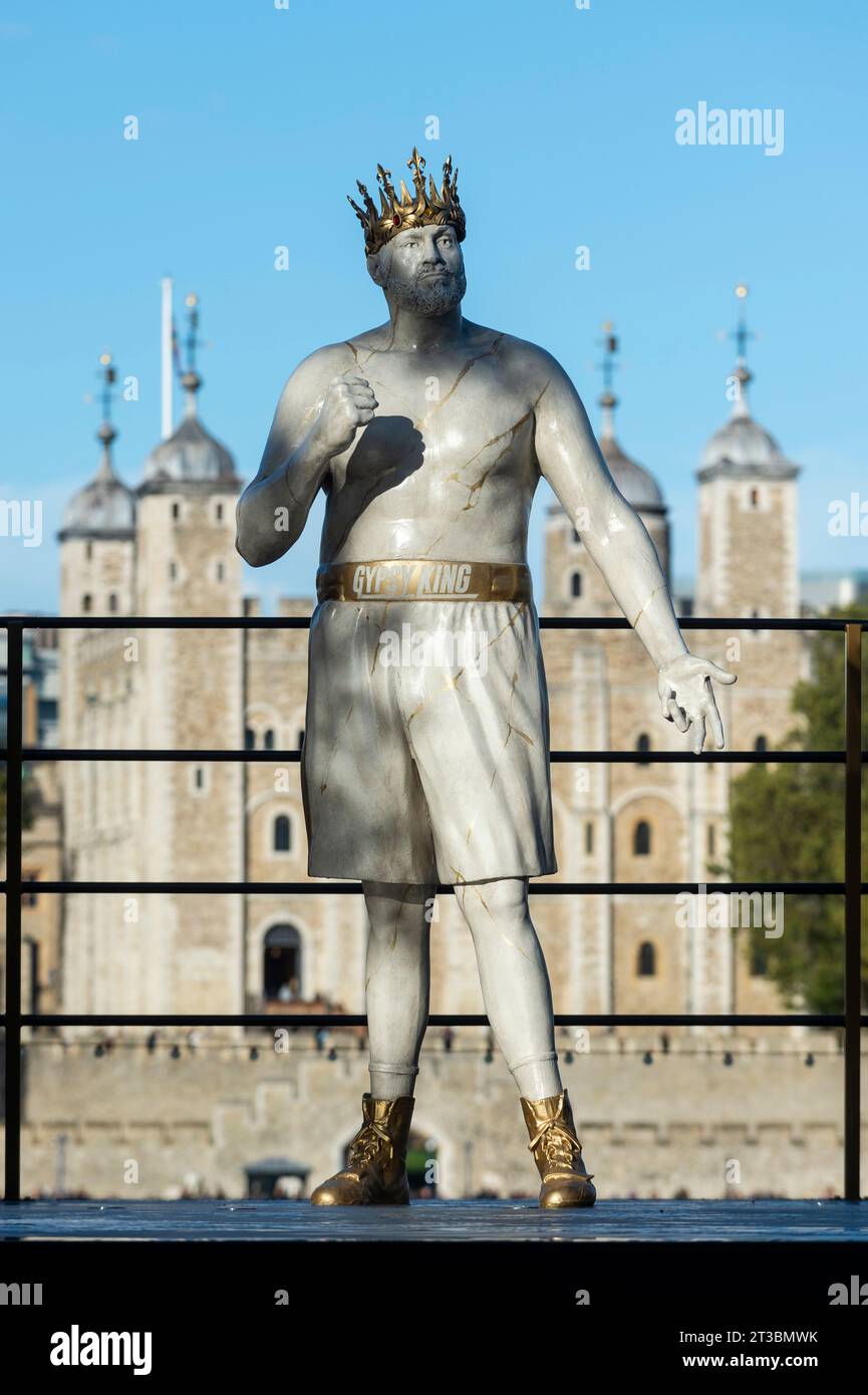 London, UK. 24 October 2023. A boxing ring carrying the slogan Battle ...