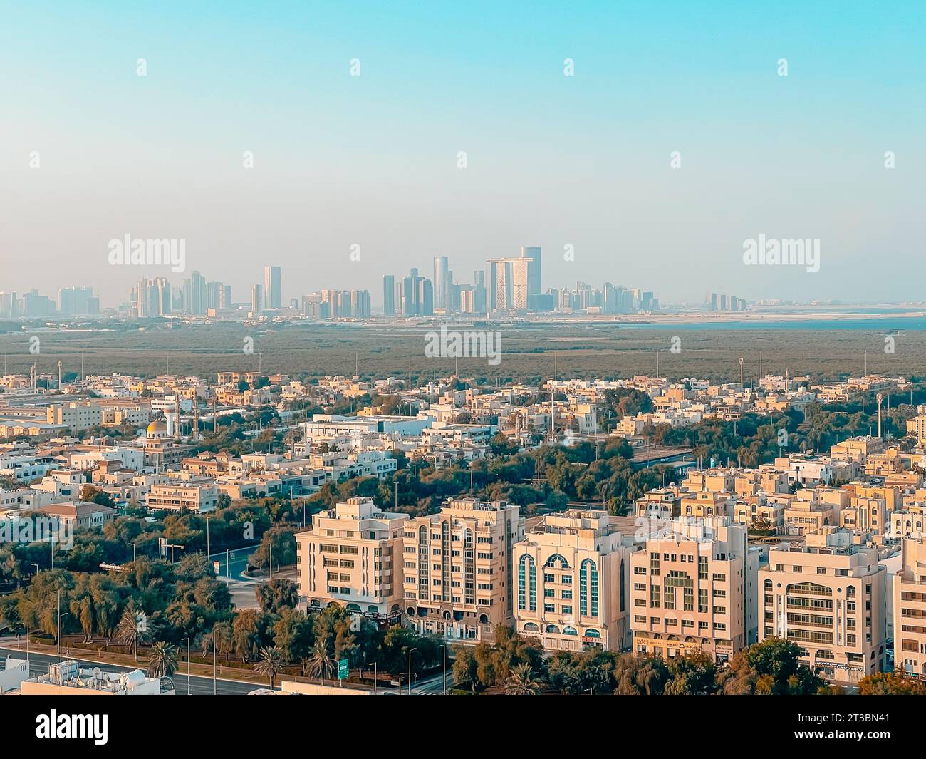 Aerial shot of Middle Eastern city architecture | Abu Dhabi city ...