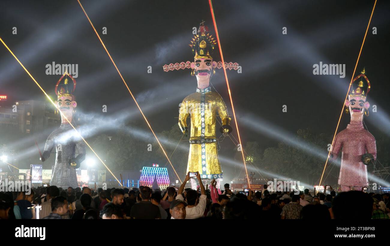 Rajkot, Gujarat, India. 24th October, 2023. Before Ravan Dahan A Laser ...