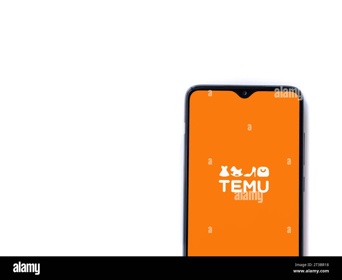 Lod Israel July 162023 Temu App Launch Screen On Smartphone On White Background Top View