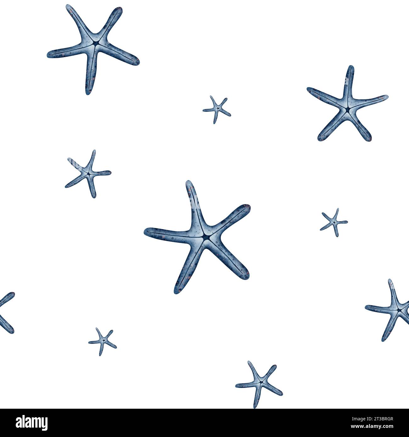 Cute Starfish in blue color seamless pattern. Underwater Animal ...