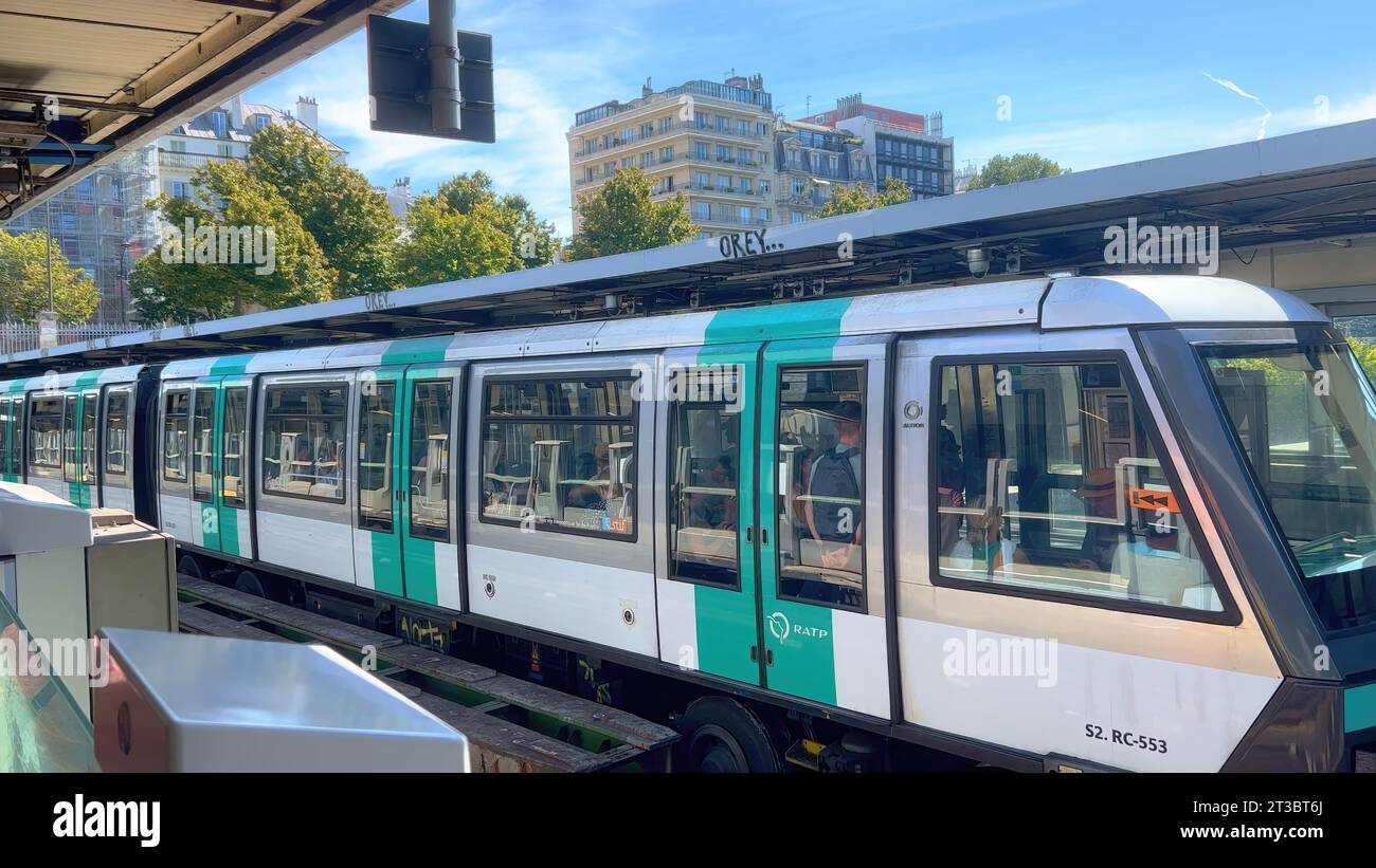 Overground metro station in Paris - CITY OF PARIS, FRANCE - SEPTEMBER ...