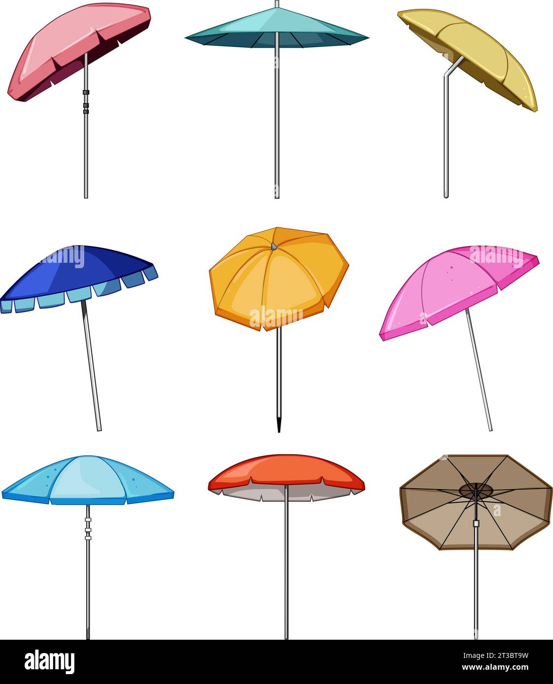beach umbrella set cartoon vector illustration Stock Vector Image & Art ...