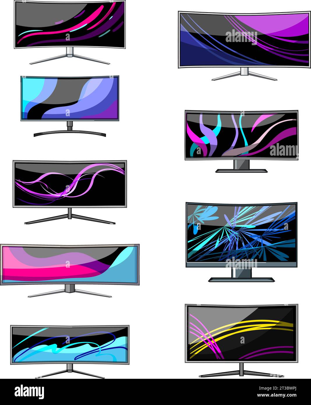 curved screen set cartoon vector illustration Stock Vector Image & Art ...