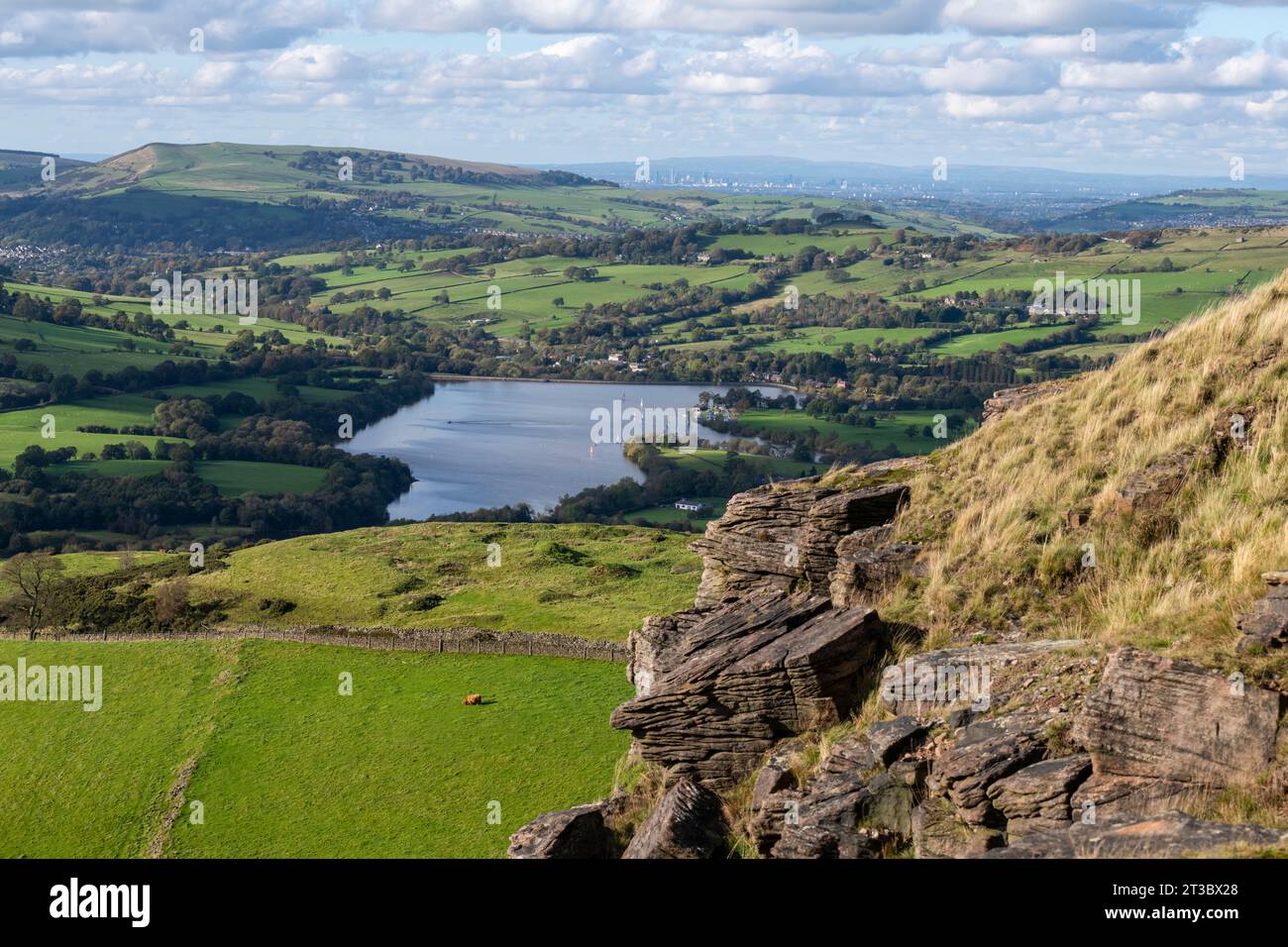 Combs reservoir seen from Combs Edge near Chapel-en-le-Frith in ...