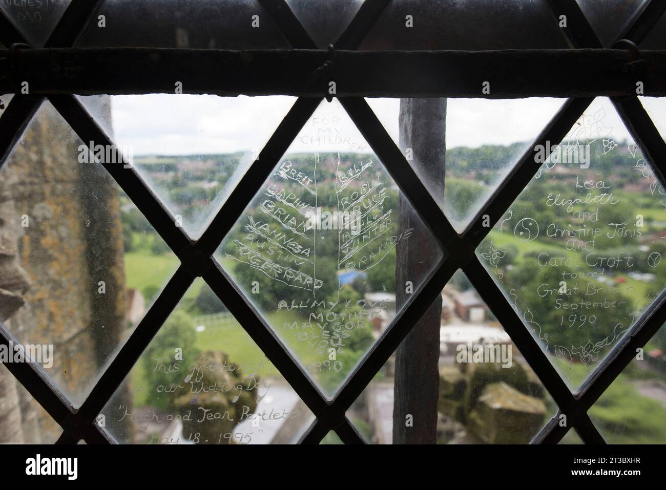 The view across Salisbury from inside Salisbury Cathedral spire Stock ...