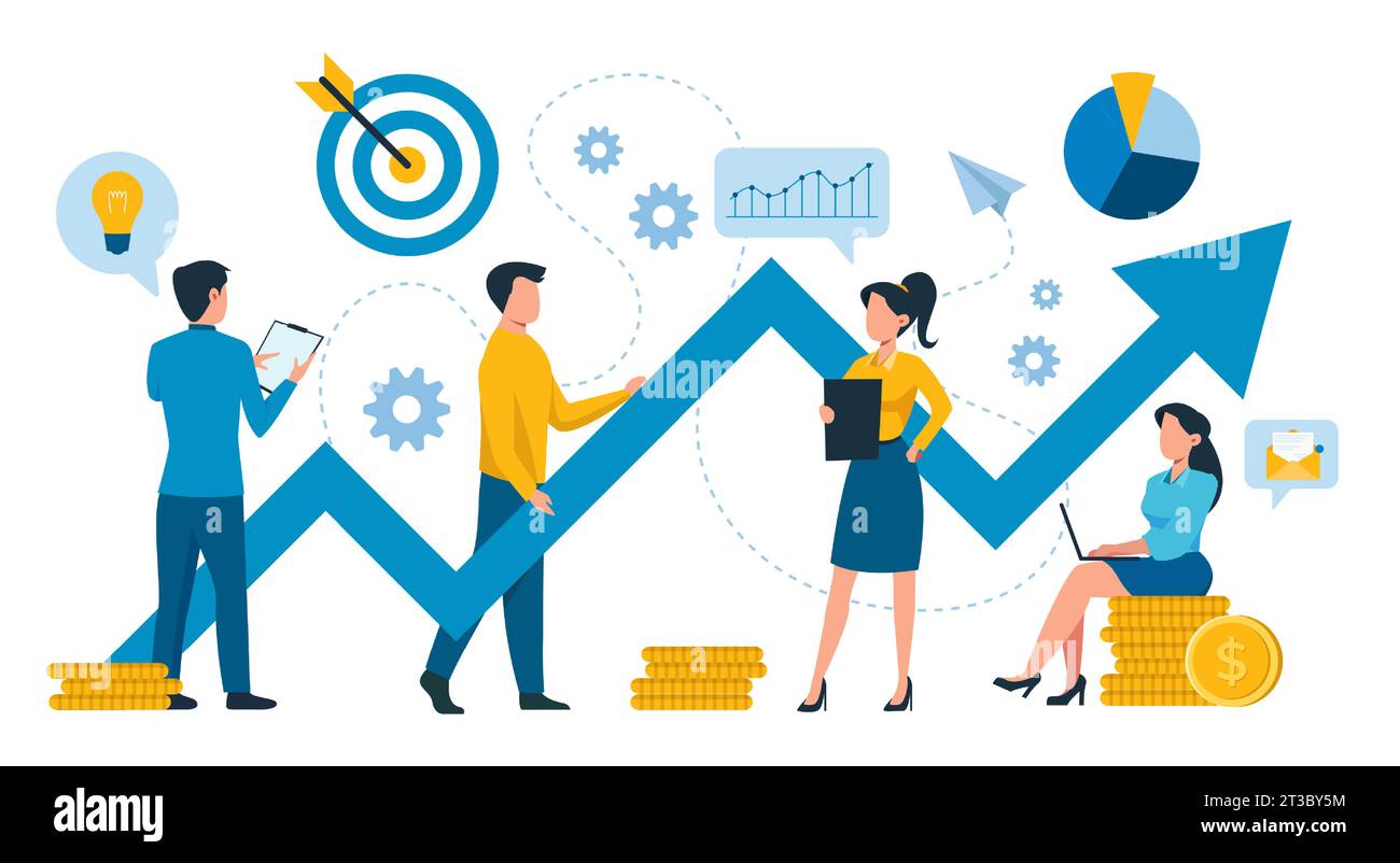 Vector of a business team working on a successful investment business ...