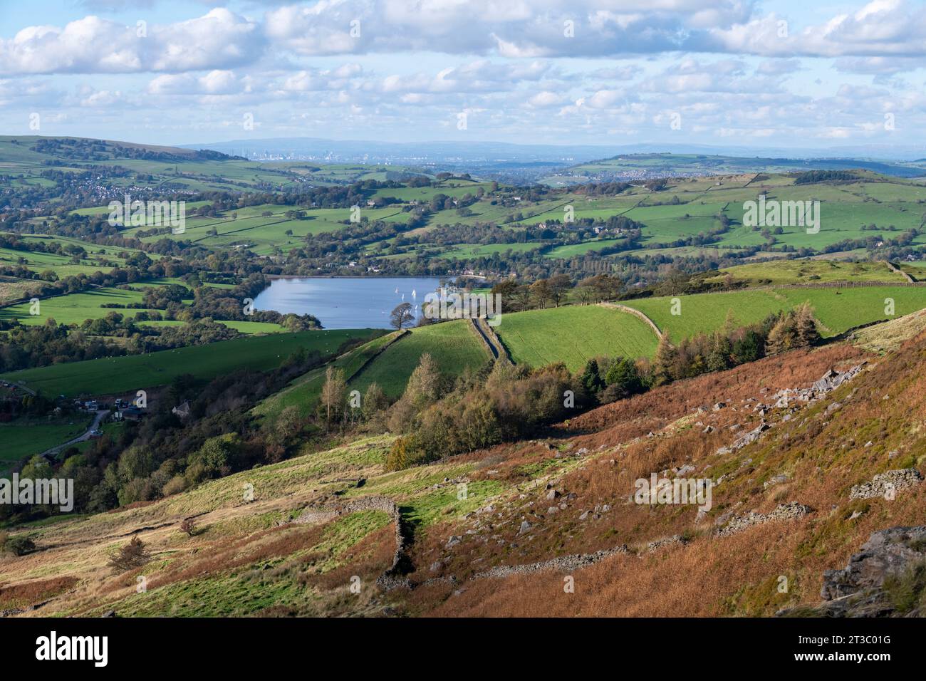 Combs reservoir seen from Combs Edge near Chapel-en-le-Frith in ...