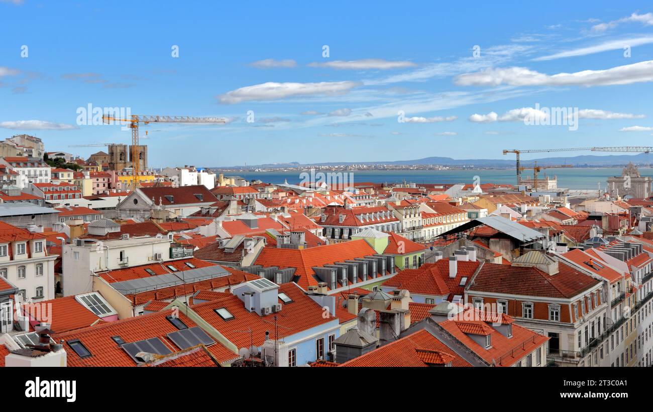 Aerial View of Lisbon, red roofs Stock Photo - Alamy
