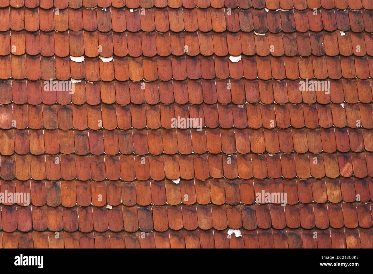 Orange texture of lamellar tiles on the roof. Texture and backgrounds ...