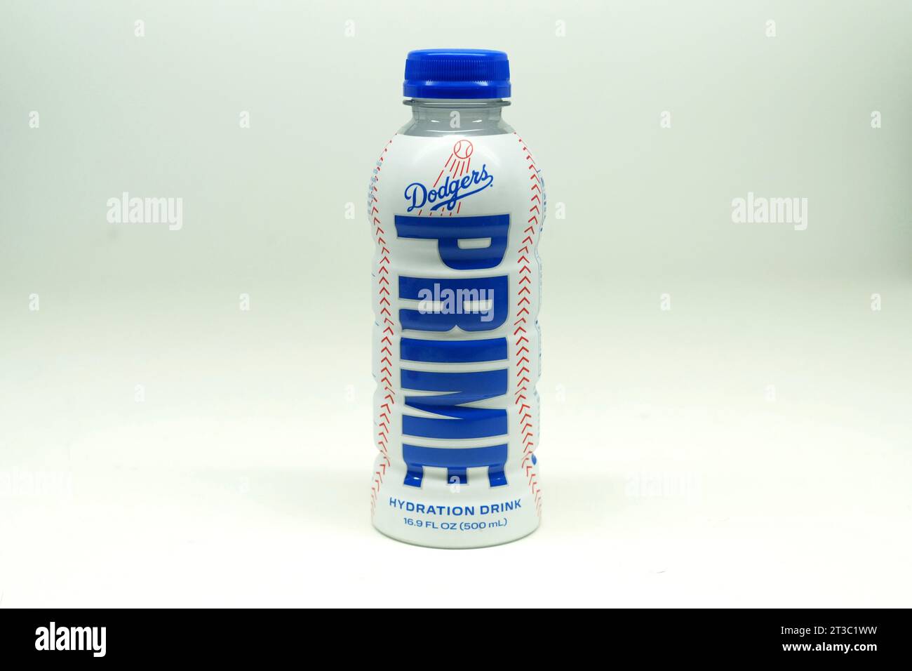 A Los Angeles Dodgers logo branded Prime Hydration Drink. (Kirby Lee ...