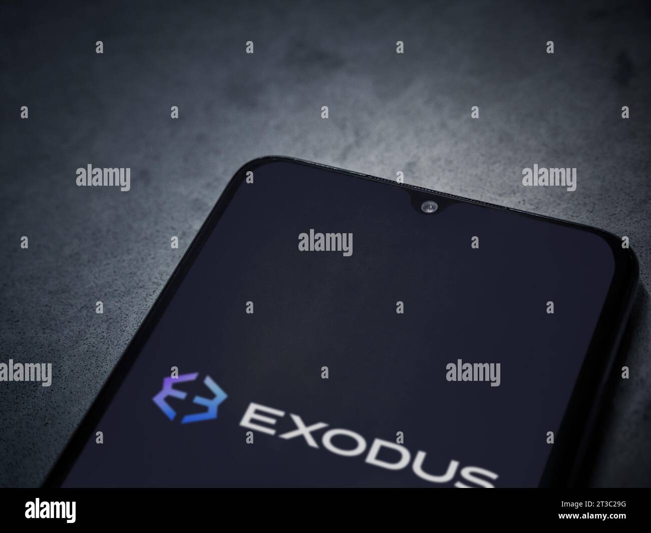 Lod, Israel - July 16,2023: Exodus app launch screen on smartphone on ...