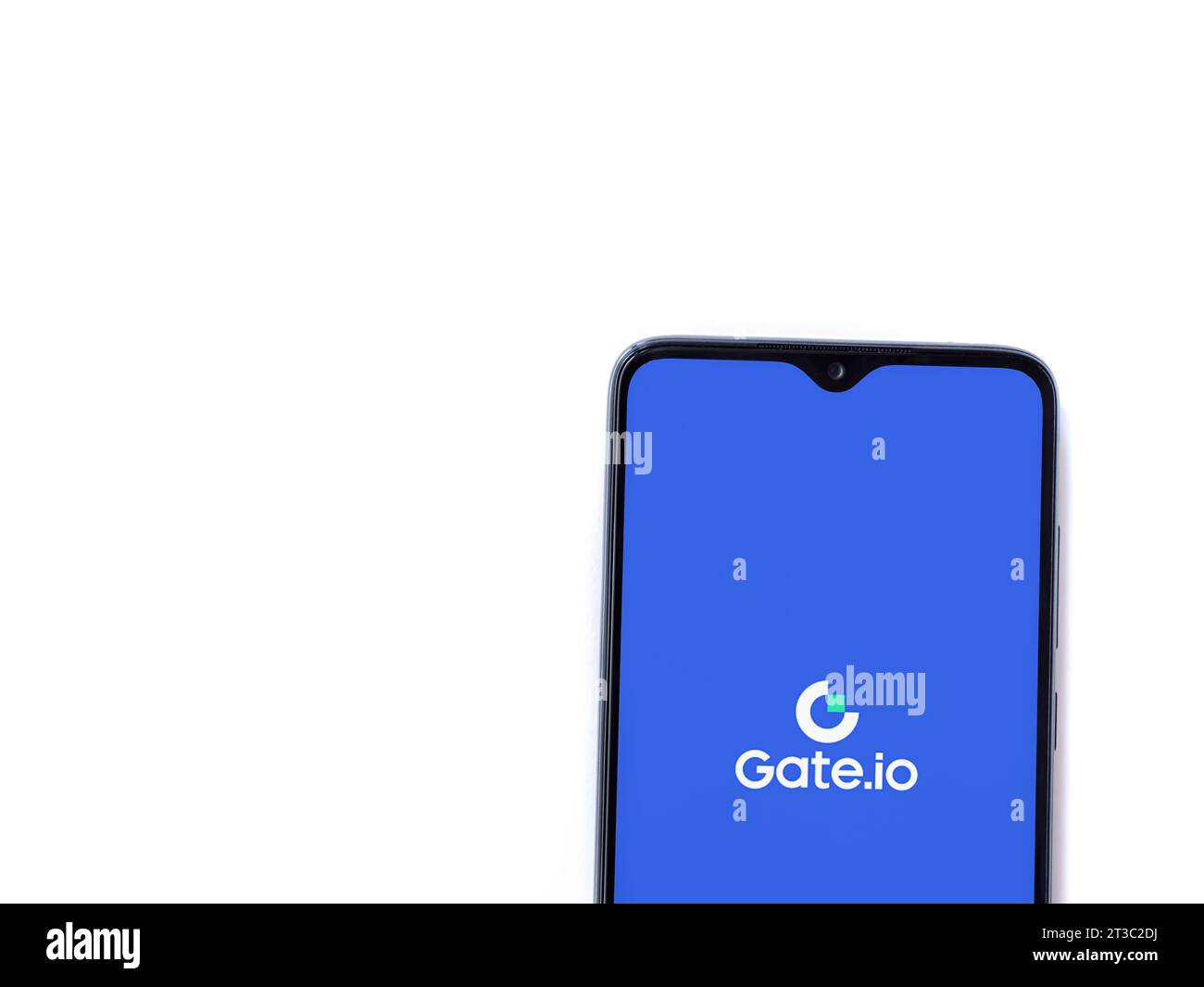 Lod, Israel - July 16,2023: Gate.io app launch screen on smartphone on white background. Top ...