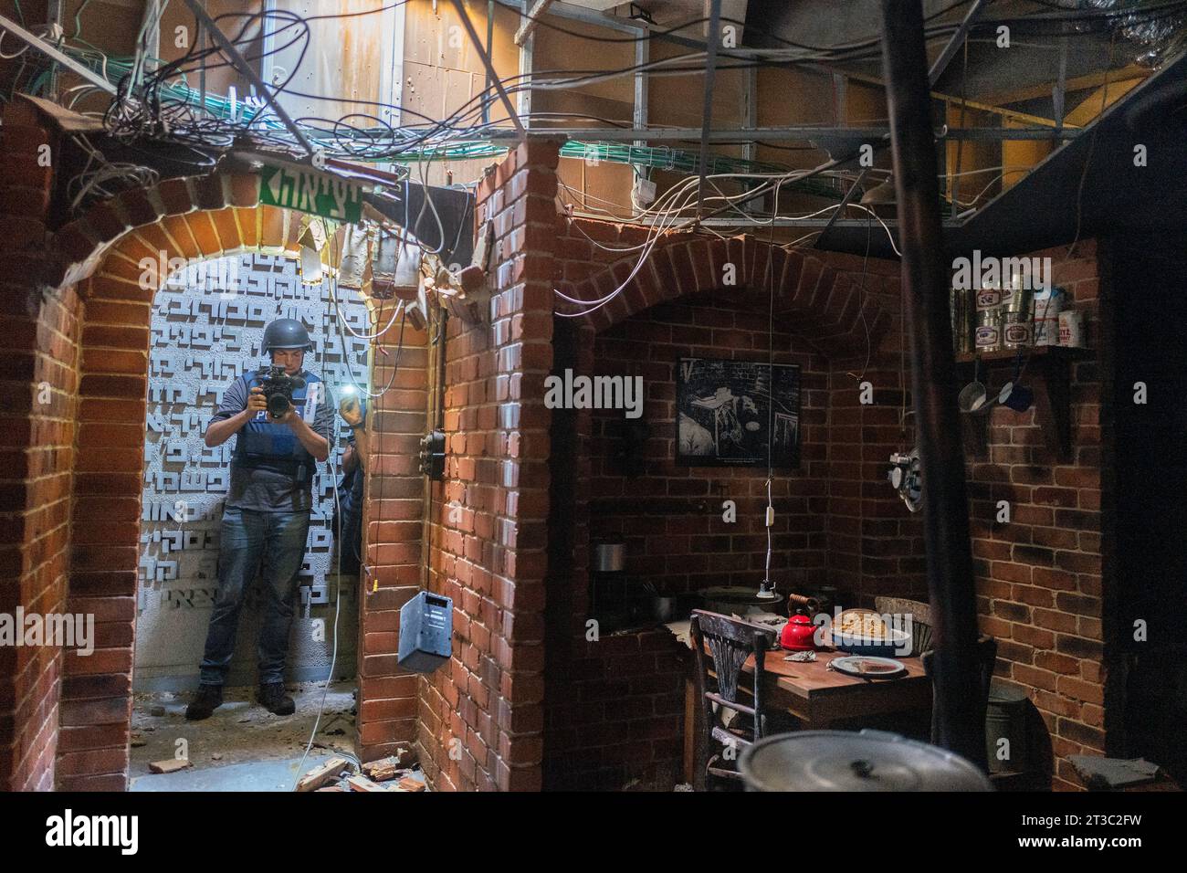 A member of the press seen on October 24, 2023 inside the Holocaust ...