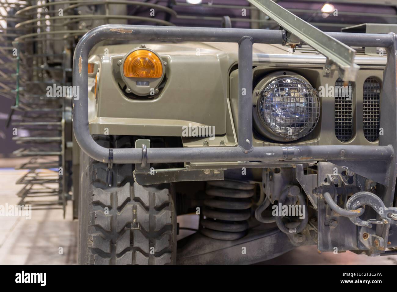 Front view of a green military vehicle Stock Photo - Alamy