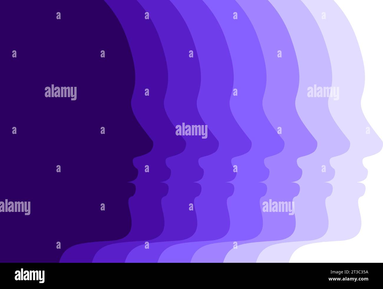 Women silhouette portrait in purple color shades, abstract vector ...