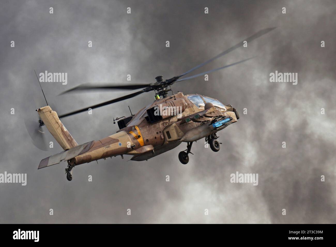 Israeli Air Force AH-64D Saraf helicopter during a tactical ...