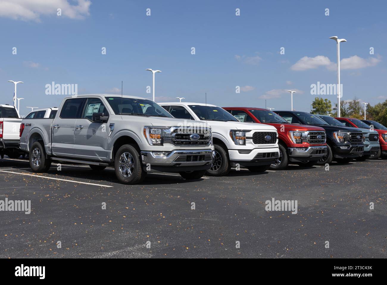 Plainfield - October 1, 2023: Ford F-150 display at a dealership. The ...