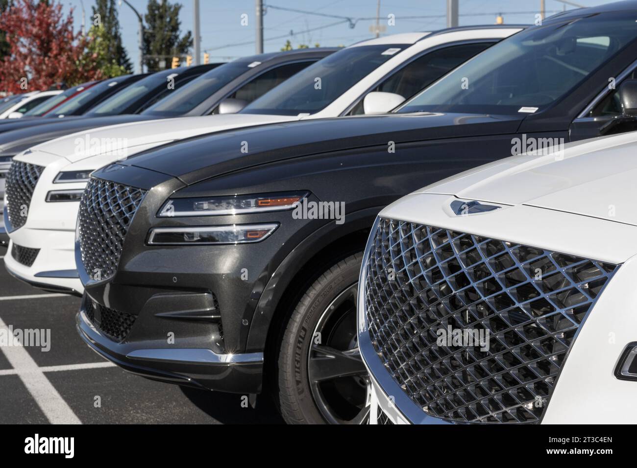 Noblesville - October 22, 2023: Genesis Hyundai GV80 Luxury SUV display ...