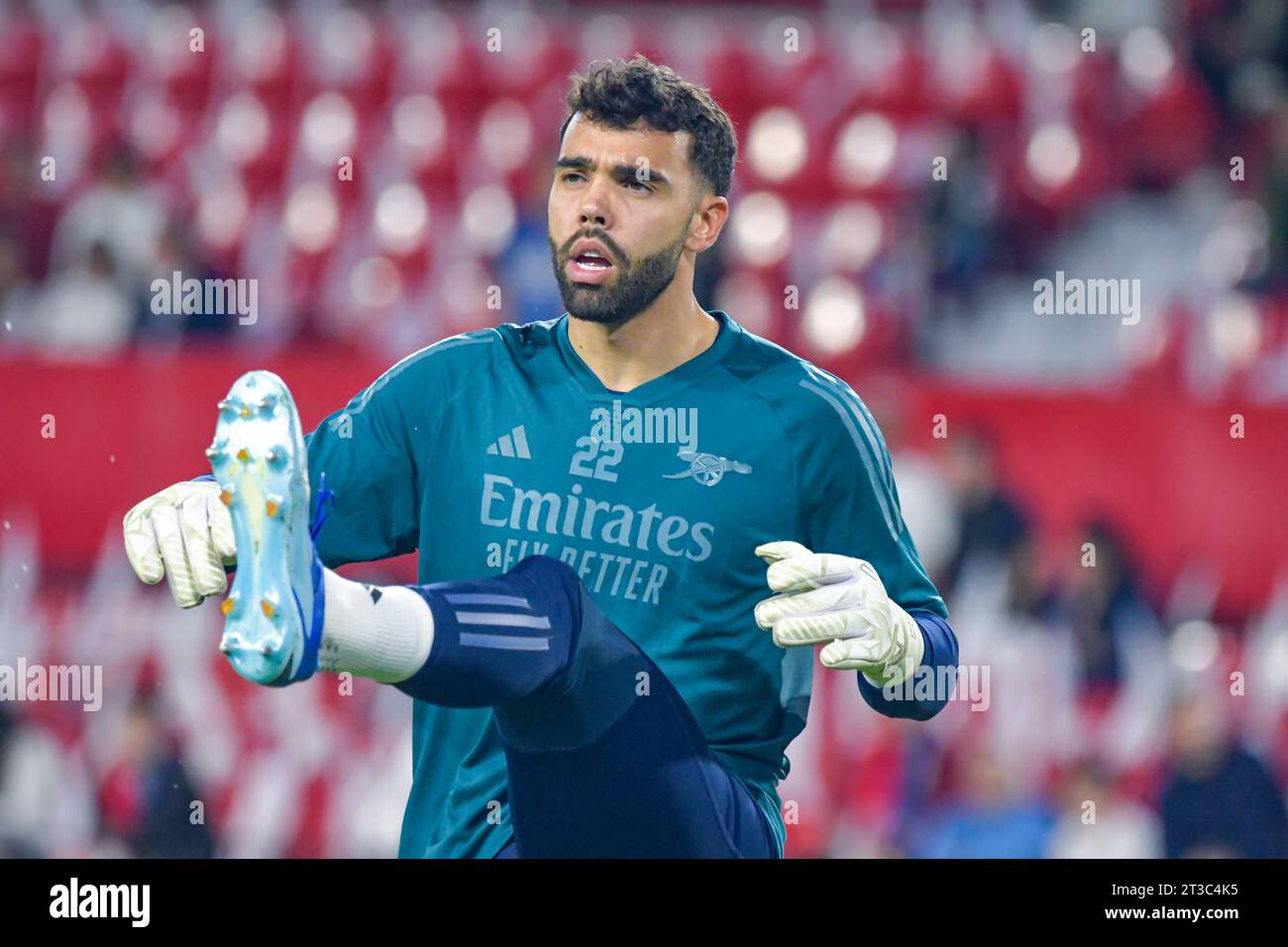 David Raya during the warmup before the UEFA Champions League match ...