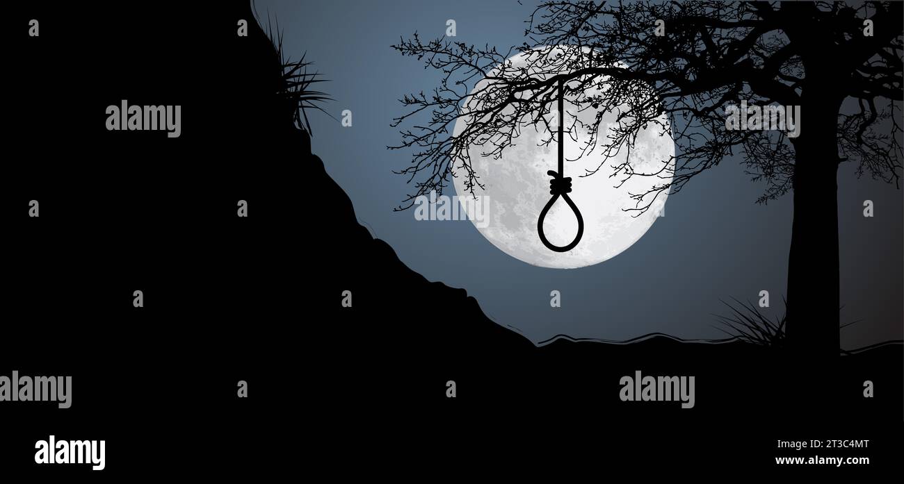 Gallows with rope noose. Line pattern. Rope loop. Gallows hanging noose ...