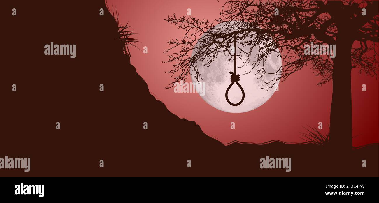 Gallows with rope noose. Line pattern. Rope loop. Gallows hanging noose ...