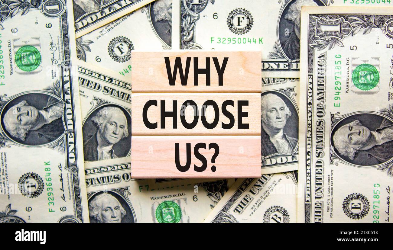 Why choose us symbol. Concept word Why choose us on beautiful wooden ...