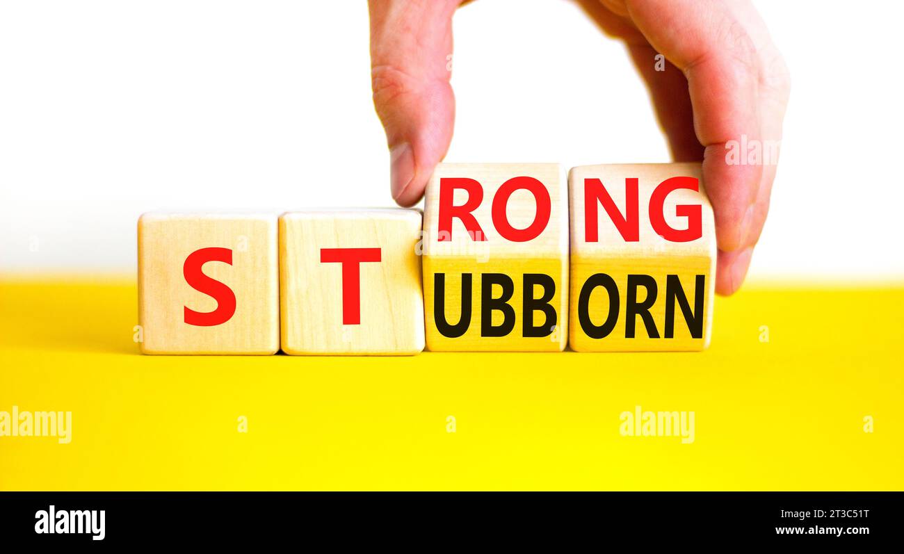 Strong and stubborn symbol. Concept words Strong Stubborn on wooden ...