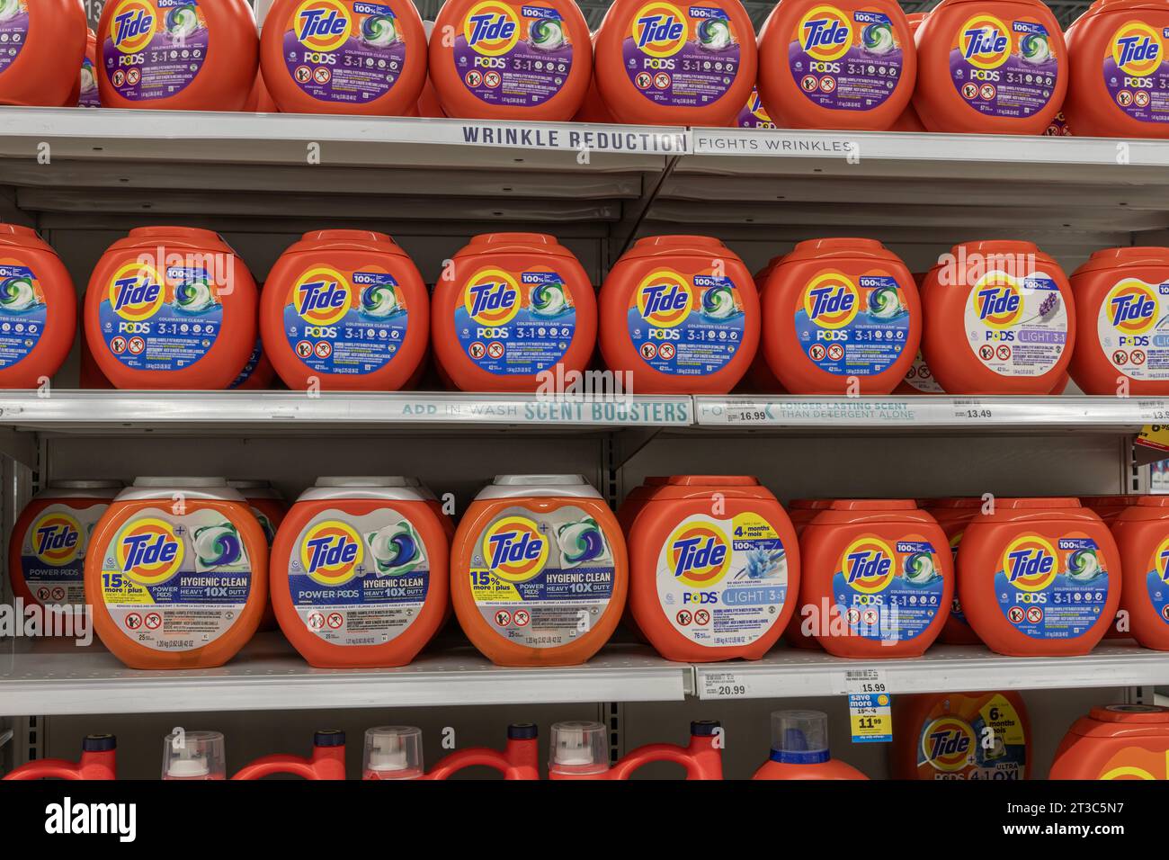 Indianapolis - October 11, 2023: Tide detergent display. Several ...