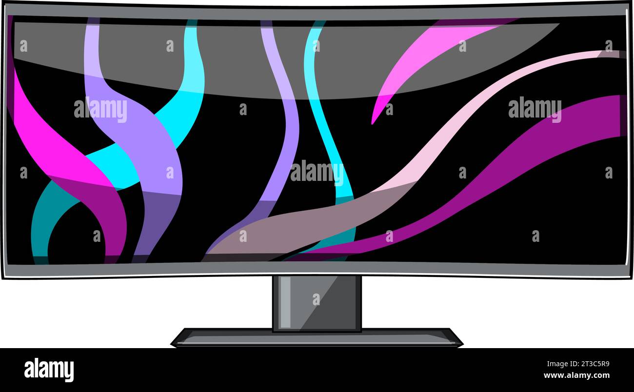 tv curved screen cartoon vector illustration Stock Vector Image & Art ...
