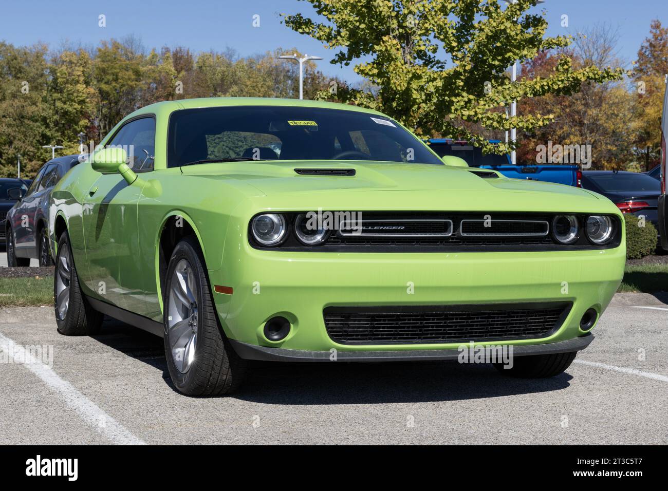 Indianapolis - October 22, 2023: Dodge Challenger display. Dodge offers ...