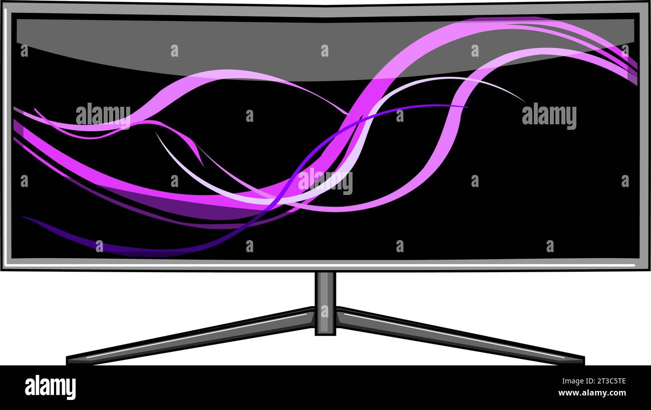 led curved screen cartoon vector illustration Stock Vector Image & Art ...