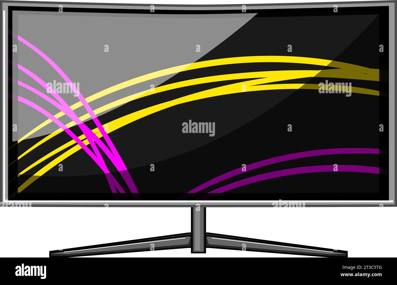 technology curved screen cartoon vector illustration Stock Vector Image ...