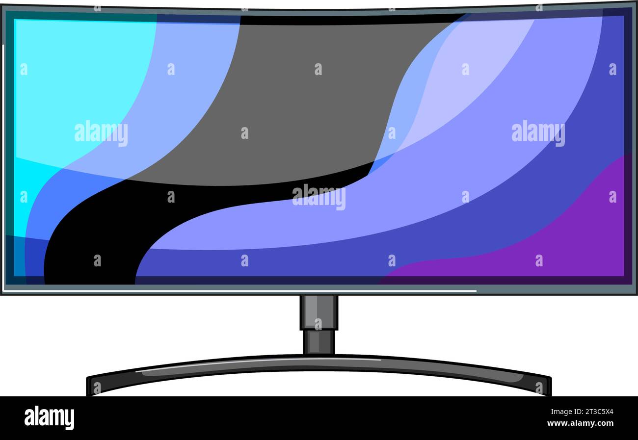 show curved screen cartoon vector illustration Stock Vector Image & Art ...