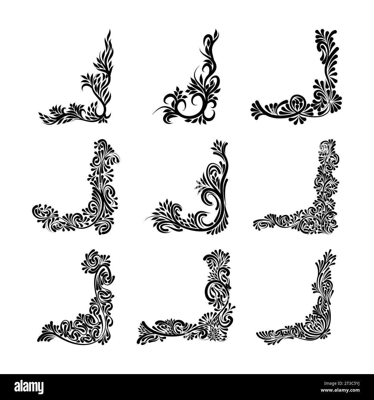 Set of vector floral retro corner border Stock Vector Image & Art - Alamy