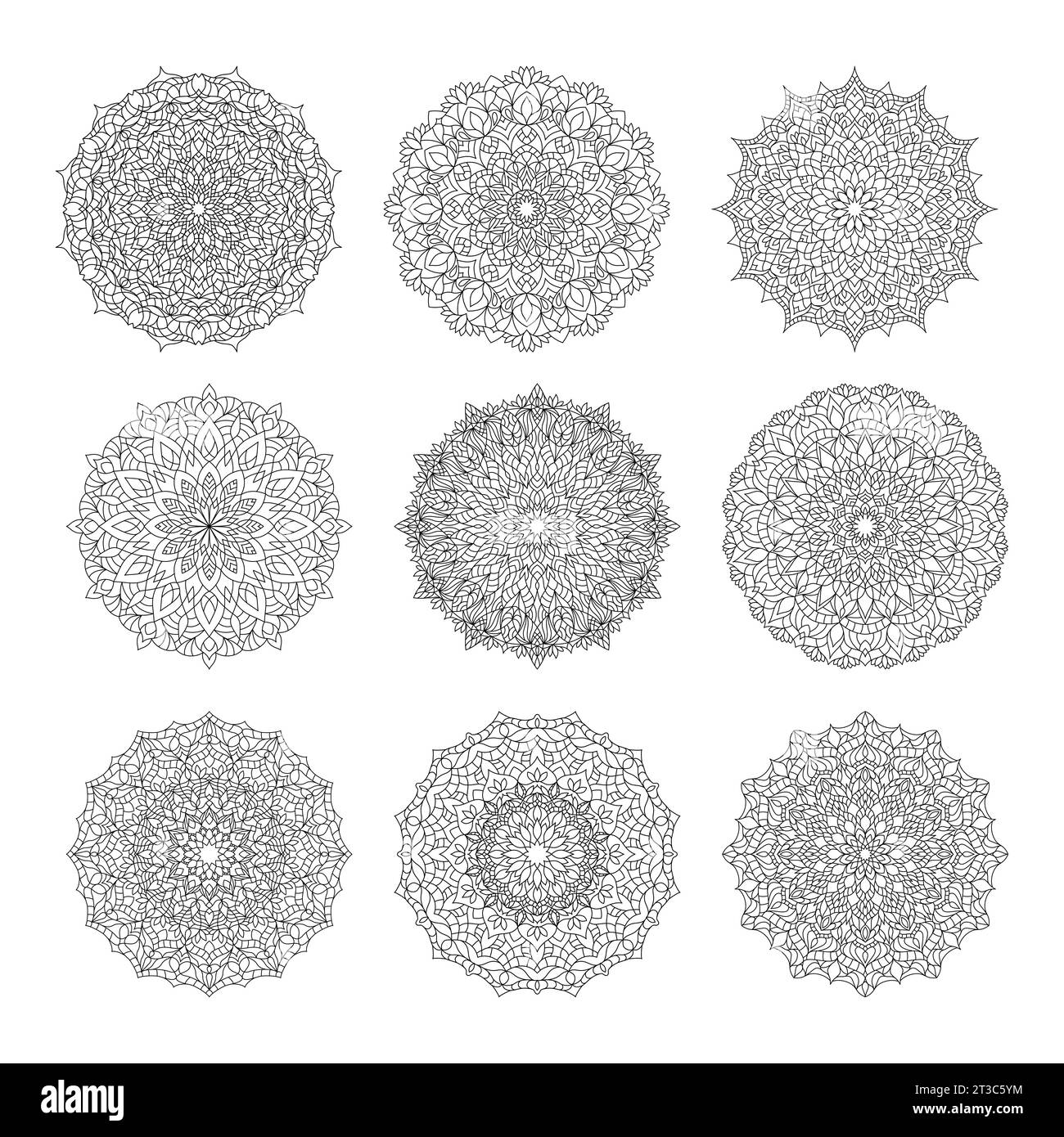 Set of simple floral mandala vector illustration Stock Vector Image ...