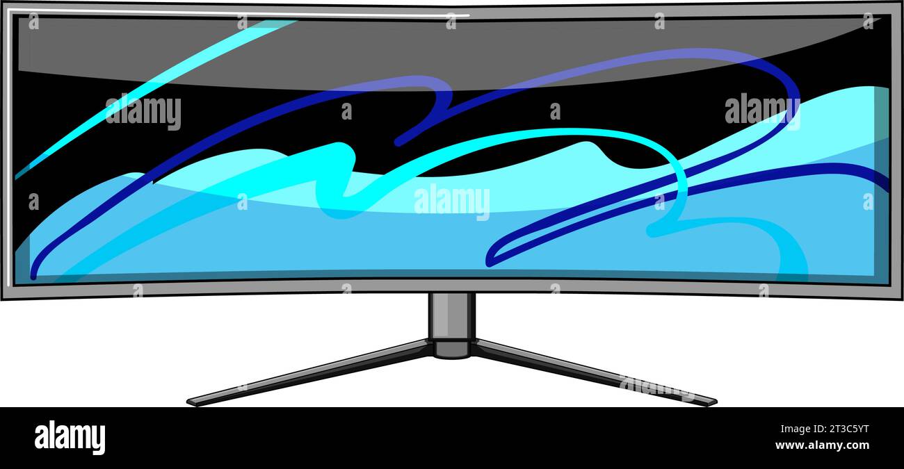 monitor curved screen cartoon vector illustration Stock Vector Image ...