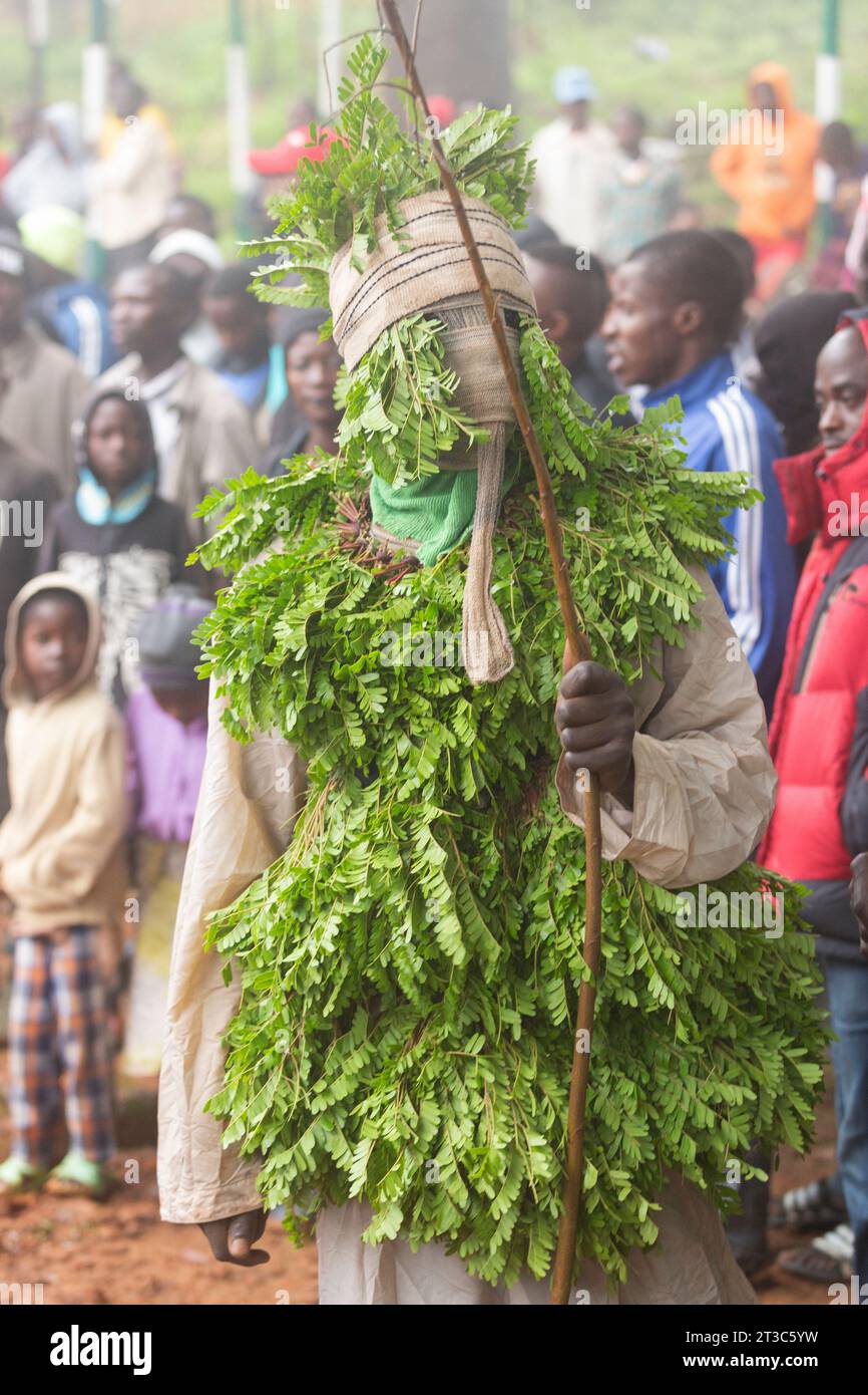 Ngas masquerade performing during the 2023 Puusdung Festival at Pankshin, Plateau State, Nigeria ...