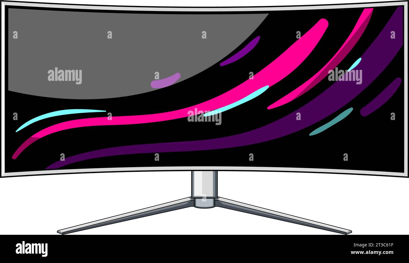 light curved screen cartoon vector illustration Stock Vector Image ...