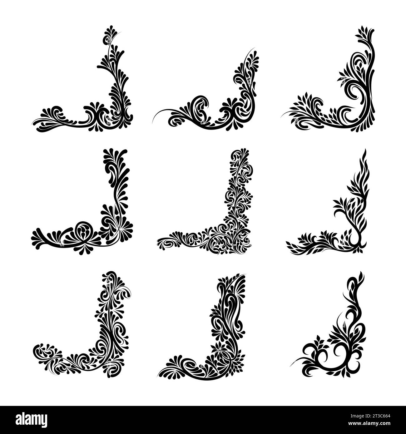 Set of vector floral retro corner border Stock Vector Image & Art - Alamy