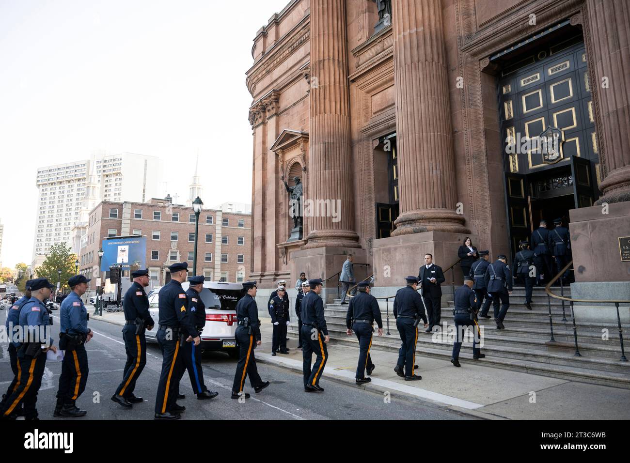 Law enforcement officers attend a viewing for officer Richard Mendez at ...