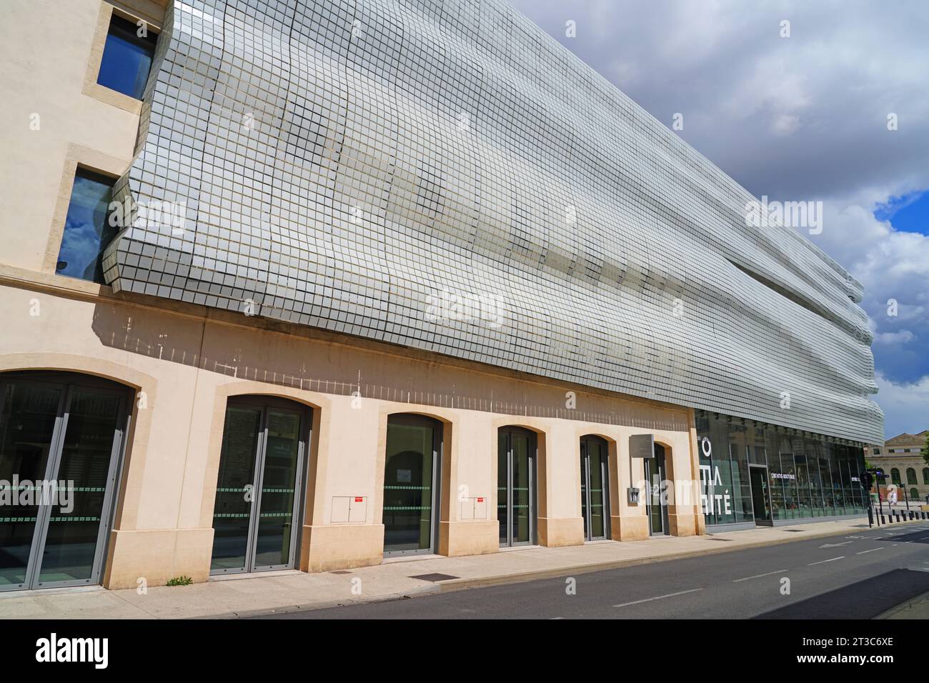 NIMES, FRANCE – 14 MAY 2023- Day view of the Roman antiquities museum ...
