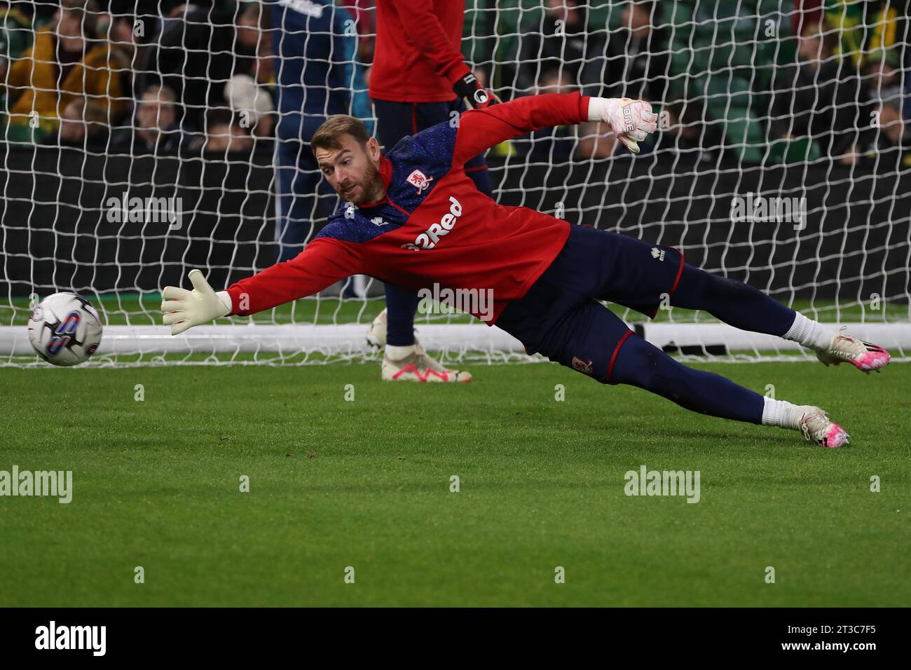 Jamie Jones of Middlesbrough warms up during the Sky Bet Championship ...