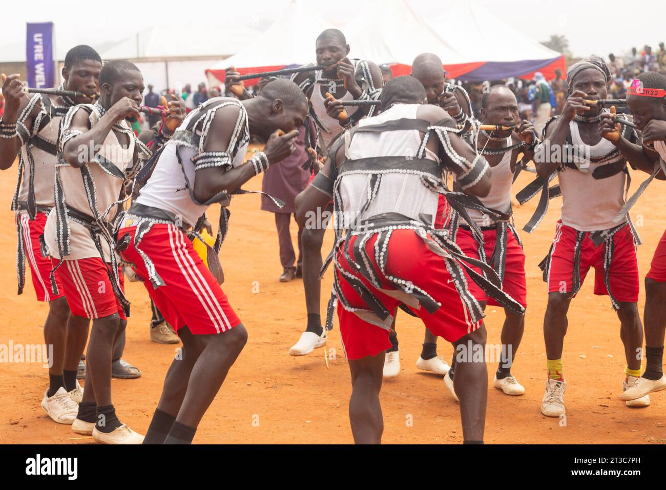Jarawa dancers performing during the 2023 Puusdung Festival at Pankshin ...
