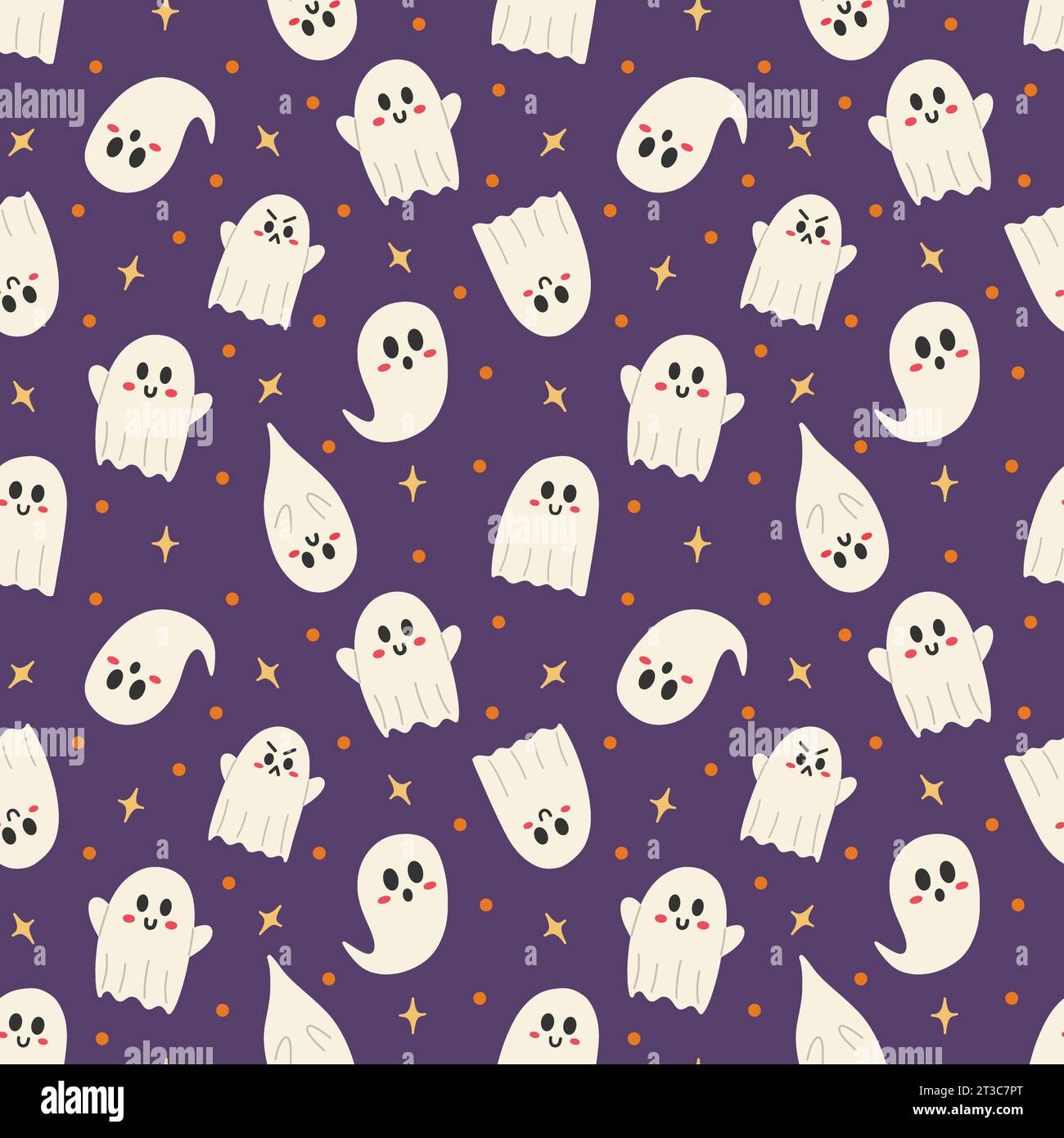 Halloween Ghosts with Emotions Seamless Pattern Design Stock Photo - Alamy