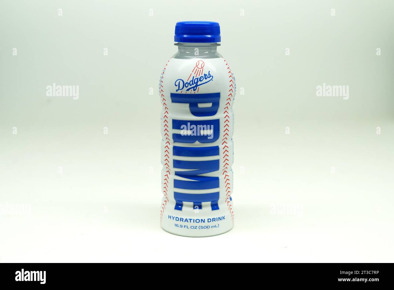 A Los Angeles Dodgers logo branded Prime Hydration Drink Stock Photo ...