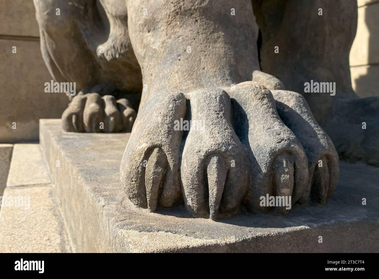Majestic lion statue's powerful paws, symbolizing the historical ...