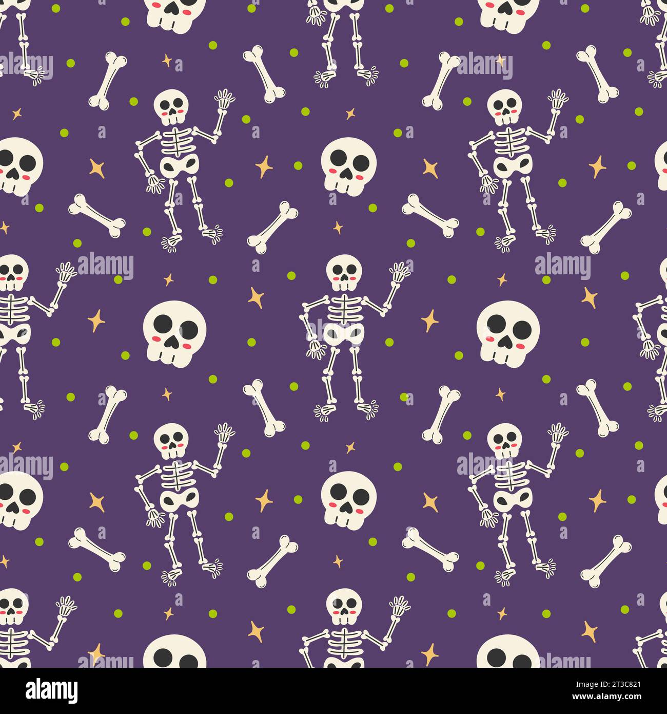 Halloween Skeleton Bones and Skulls Seamless Pattern Design Stock Photo ...