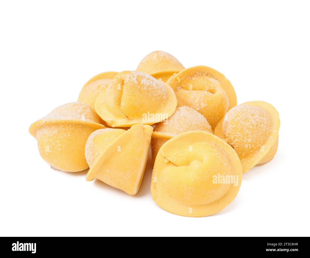 Yellow raw dumplings on white background Stock Photo - Alamy